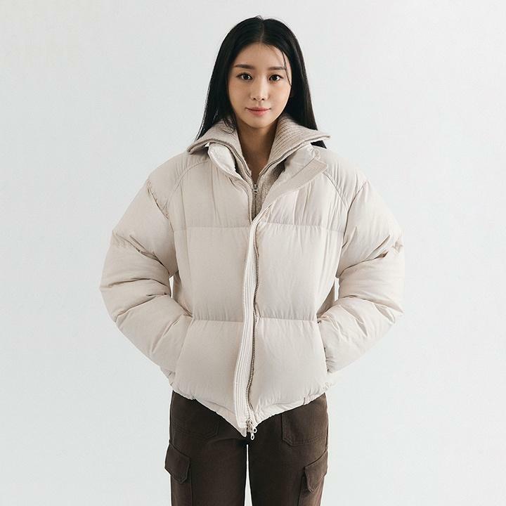 High-neck Duck Down Short Padding - Ivory - HAGO(하고)