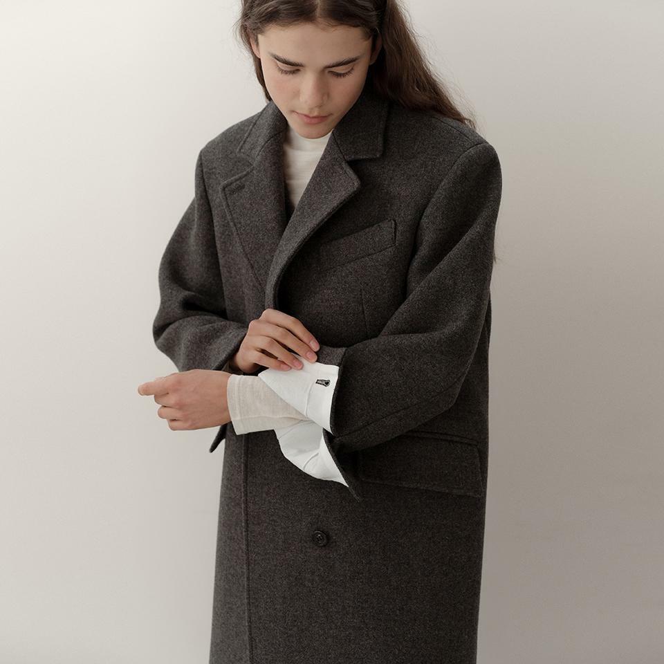 wool tailored boxy coat (grey) - 하고