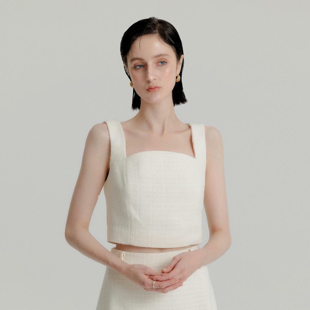 HALF MOON TWEED TOP - WHITE - HAGO(하고)