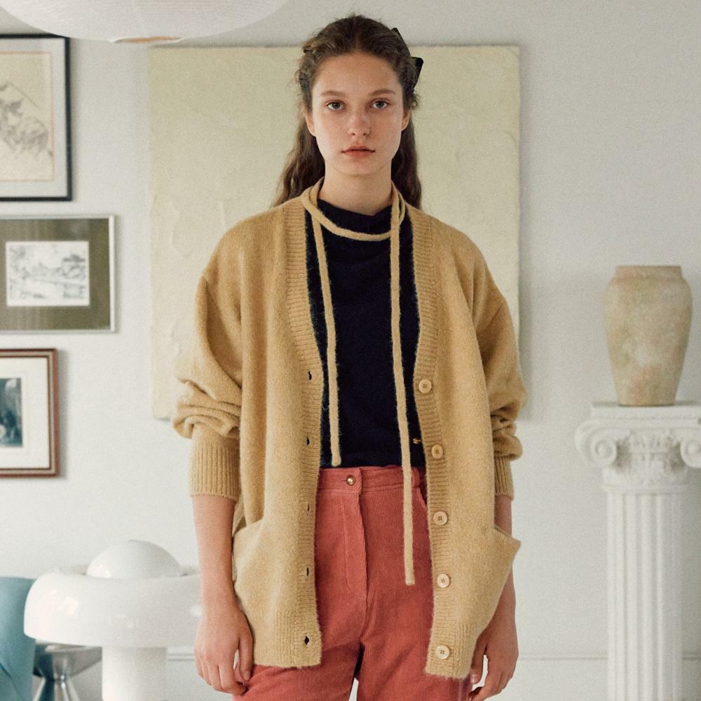 T Loose Fit String Cardigan_Hazelnut - 하고
