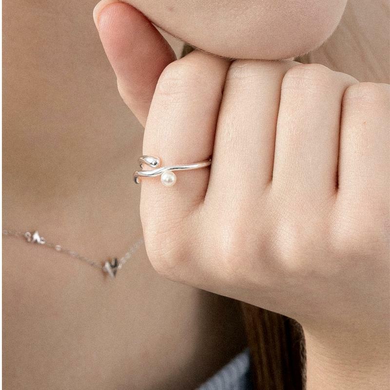 925 Silver Flow Pearl Ring - 하고(HAGO)