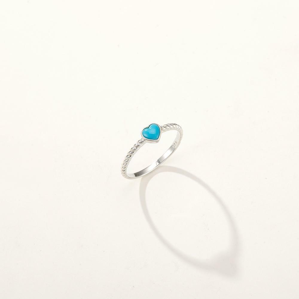 925 Turquoise Heart Twist Ring - HAGO(하고)