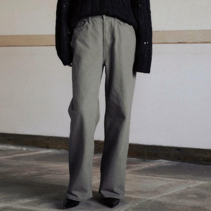 Basic Wide Cotton Pants (Khaki) - HAGO(하고)