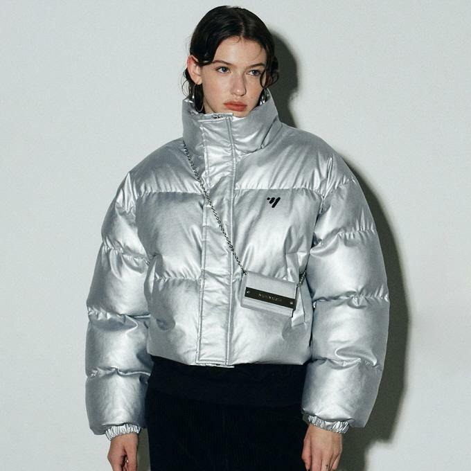 LEATHER CROP PUFFER PADDING_SILVER - 하고(HAGO)