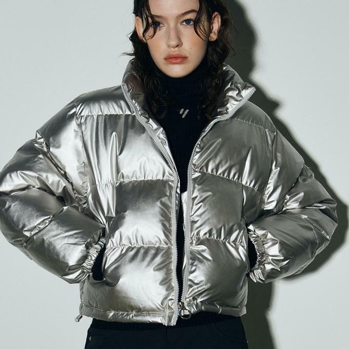 GLOSSY CROP PUFFER PADDING_SILVER - HAGO(하고)