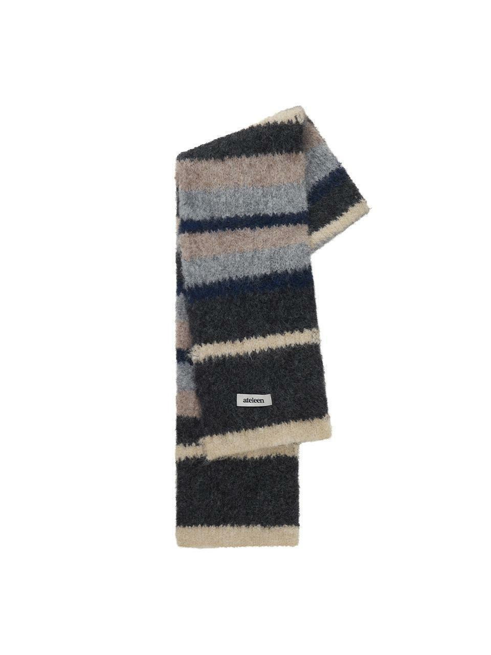 Stripe Mohair Boucle Knit Muffler (Beige) - 하고(HAGO)
