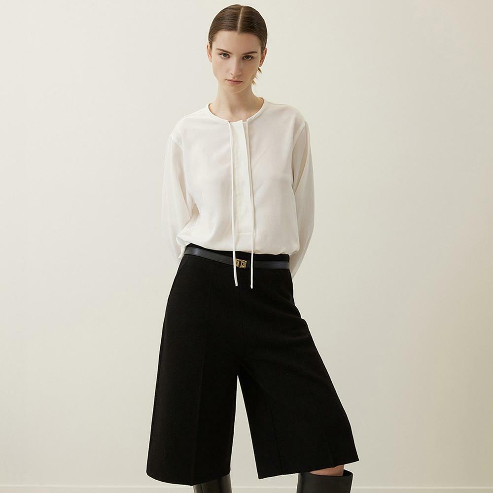 Wool Knit Bermuda Pants Black - 하고(HAGO)