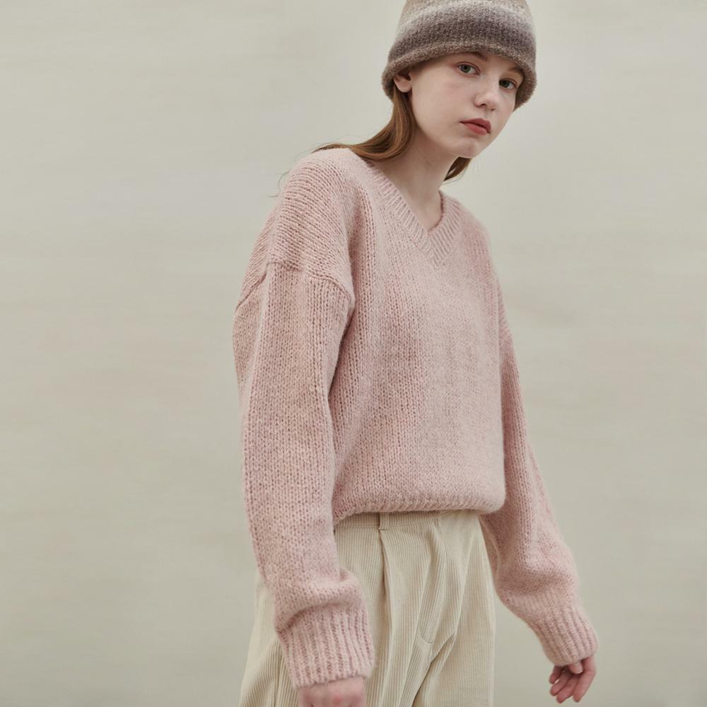 Anna V-neck Alphaka Knit - 하고(HAGO)