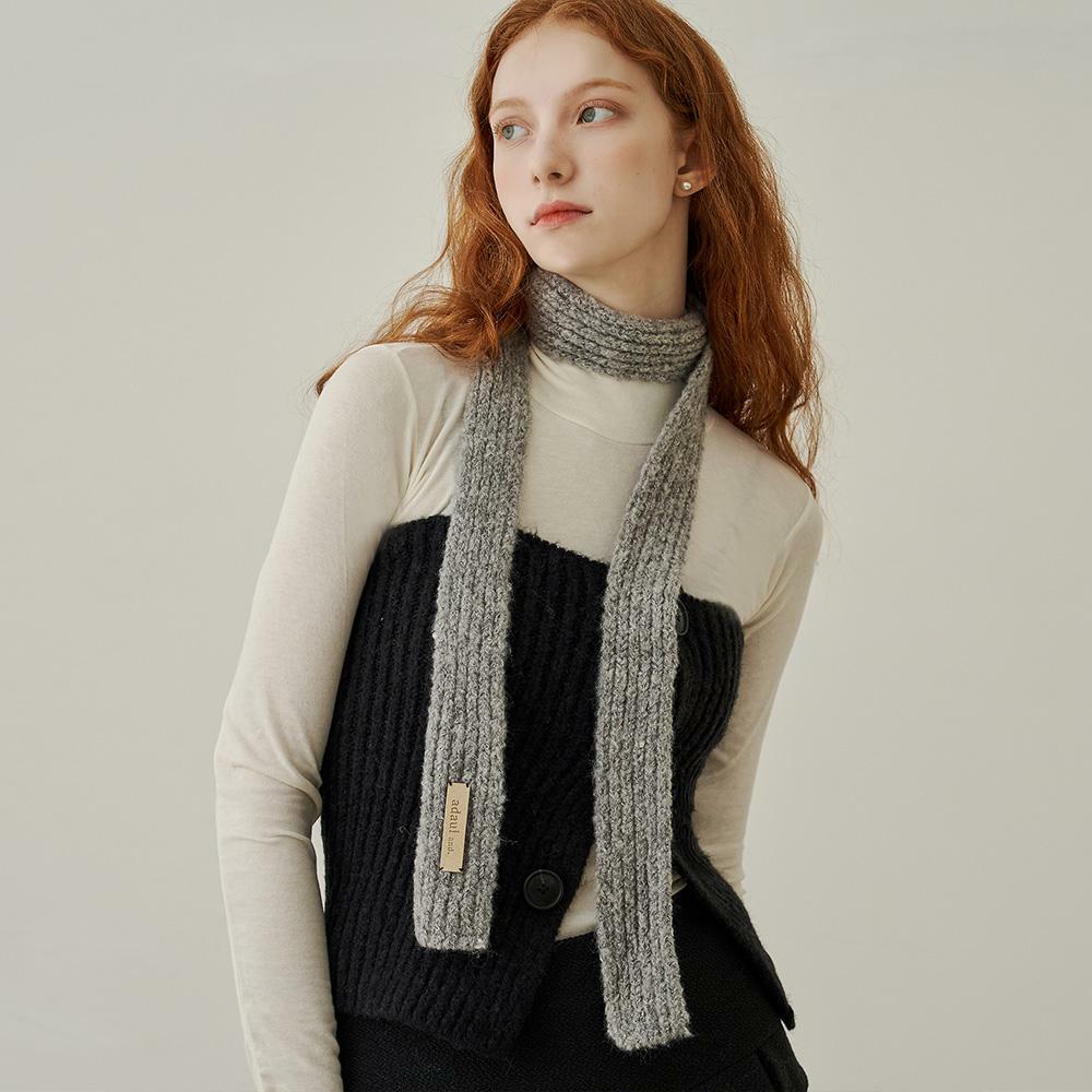 Thin long tie muffler - grey - HAGO(하고)