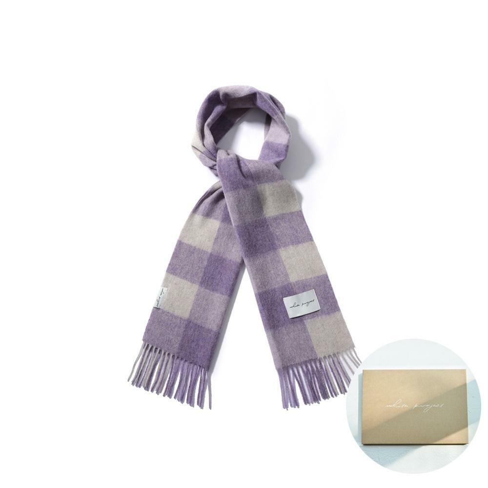 [기프트박스]_PATTERN VIRGIN WOOL MUFFLER_PURPLE - HAGO(하고)