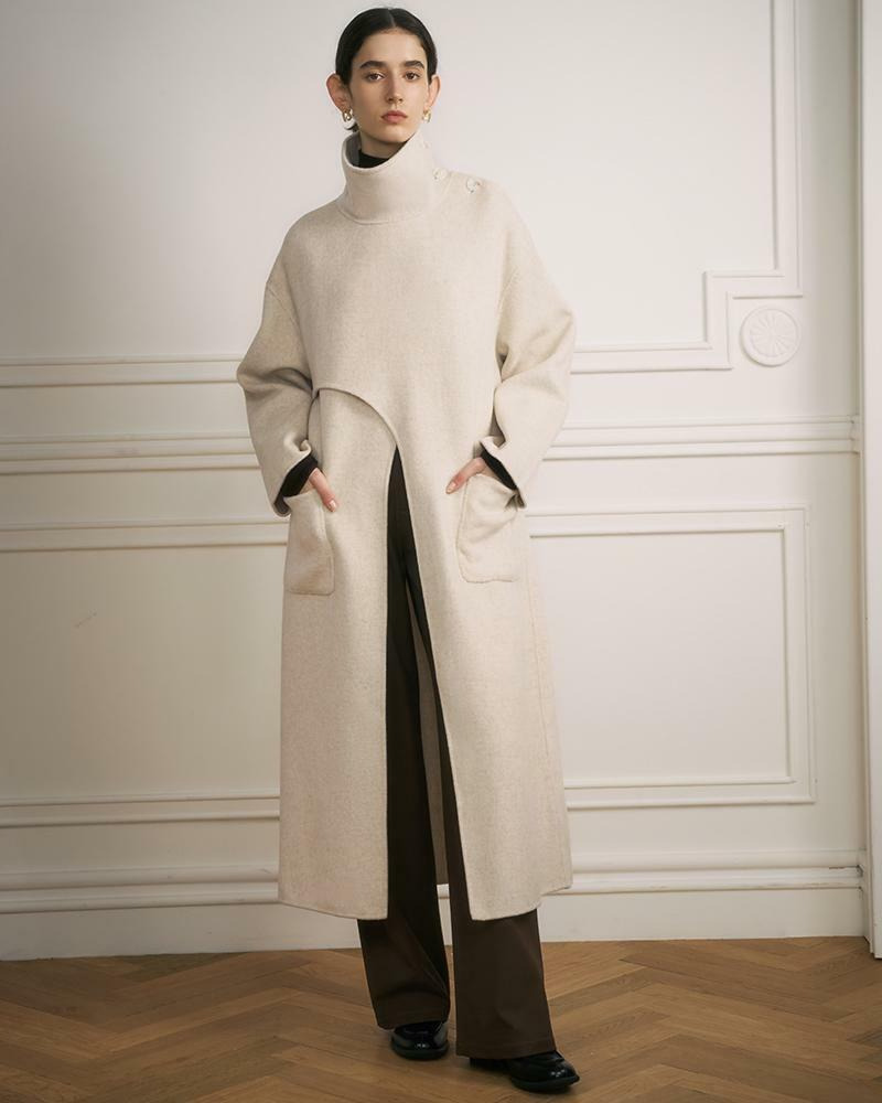 YY_Double sided tweed wool coat_OATMEAL - 하고(HAGO)