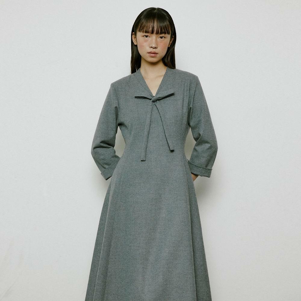 Ribbon Flared One-piece (grey) - HAGO(하고)