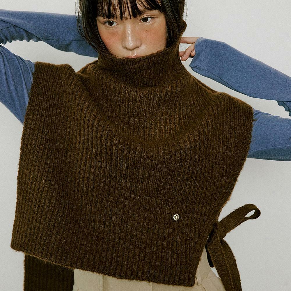 Cape strap Warmer Knit (brown) - HAGO(하고)