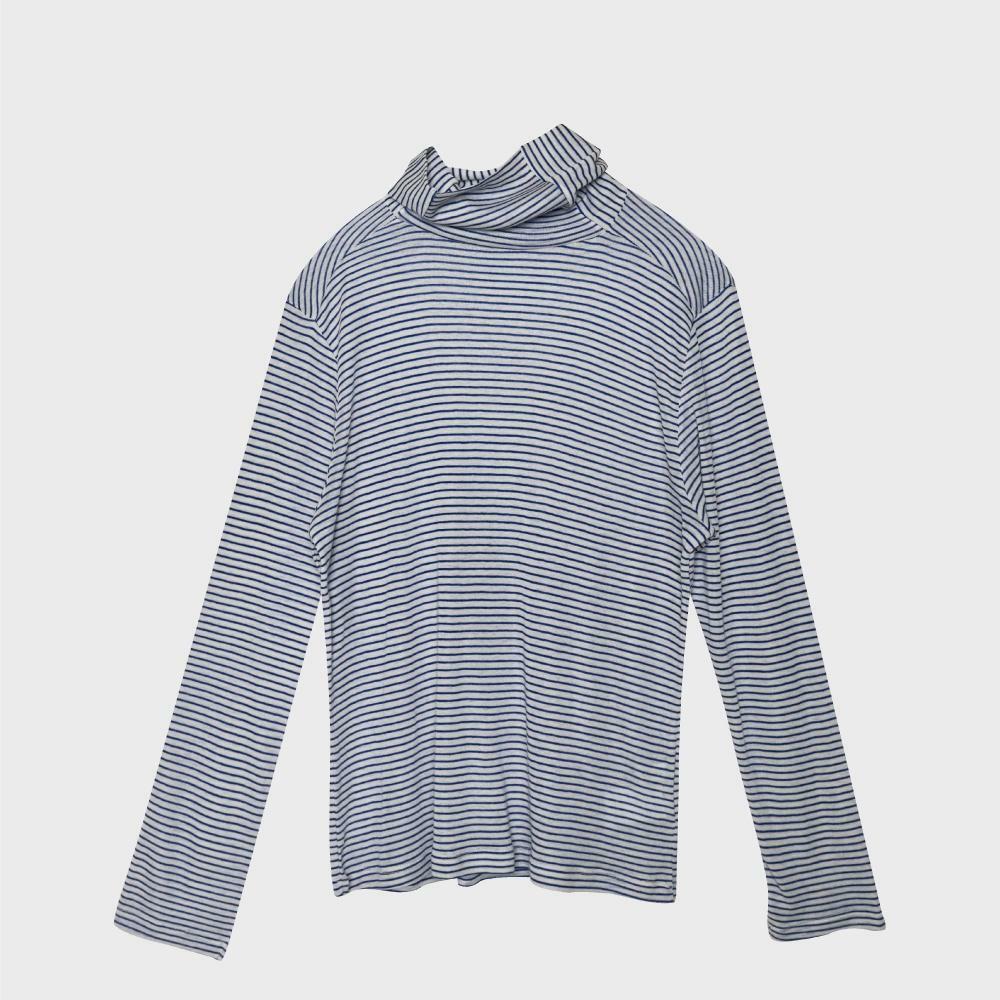 ALARM STRIPE TURTLENECK BLUE_WOMAN - HAGO(하고)