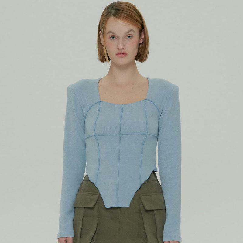 SOFT SQUARE NECK TOP / SKY BLUE - HAGO(하고)