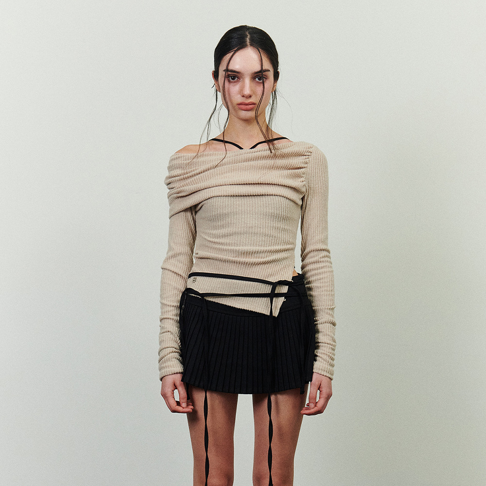 JENNIE OFF-SHOULDER TOP beige - HAGO(하고)