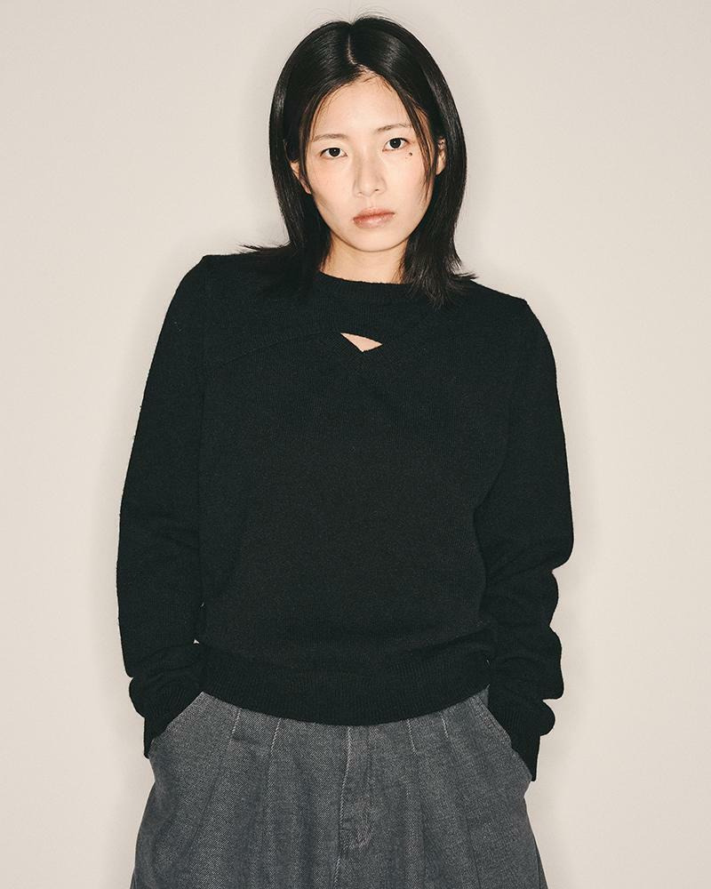 AR_Cut out round neck knit top - HAGO(하고)