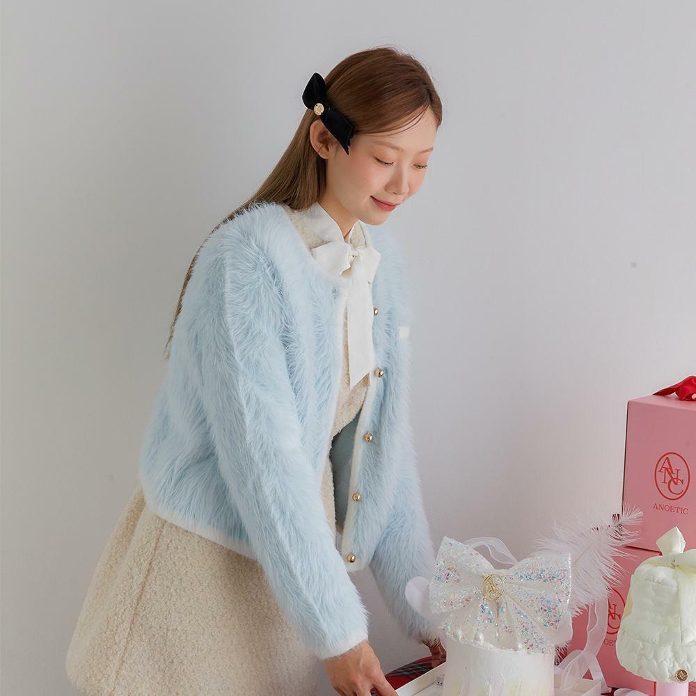 ANGORA KNIT JACKET_SKY BLUE - HAGO(하고)