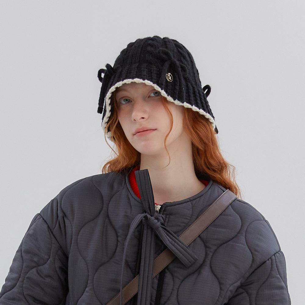 ANC RIBBON WOOL TWISTED BUCKET HAT_BLACK - HAGO(하고)