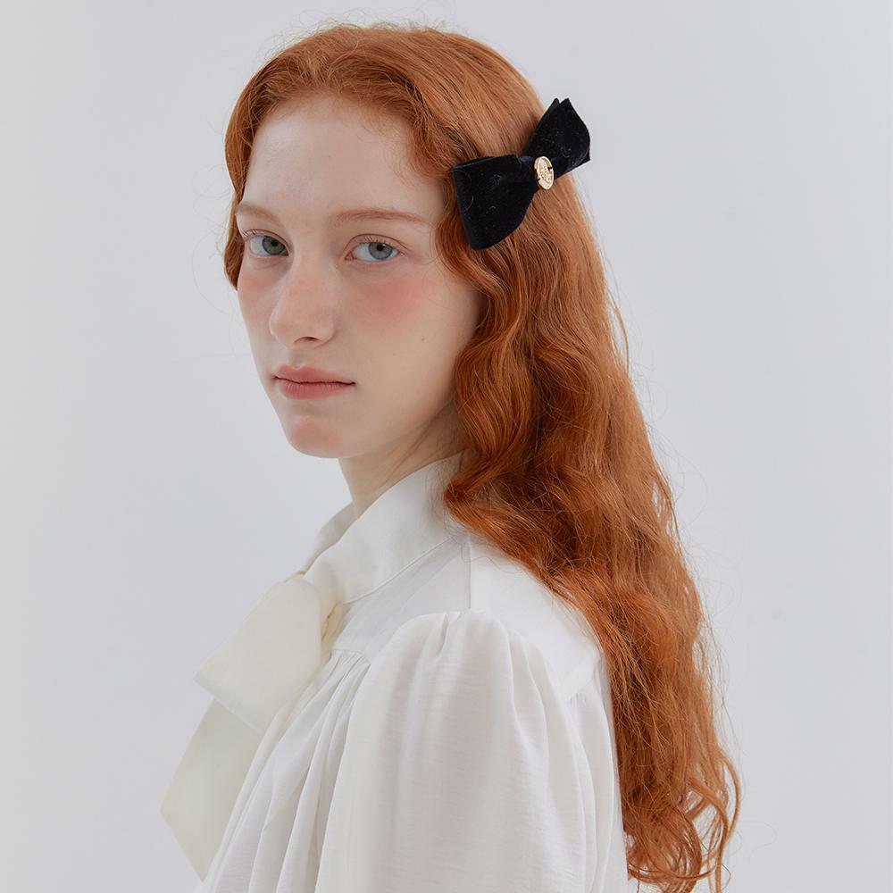 ANC MINI VELVET RIBBON HAIRPIN_BLACK - HAGO(하고)