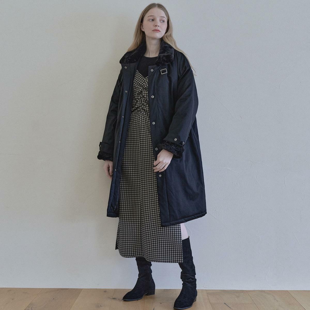 Safari Fur Long Padding Jumper - BLACK - 하고