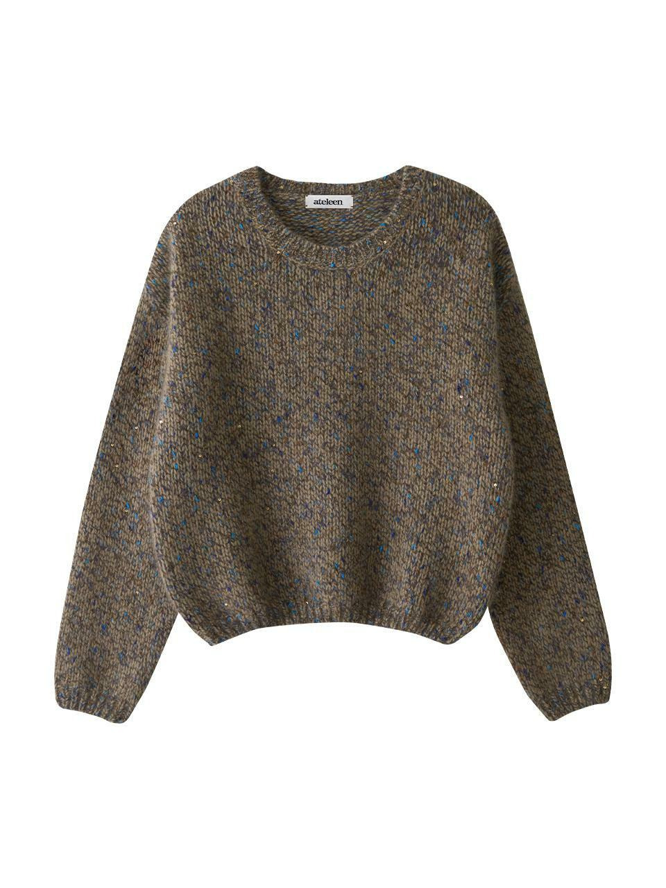 Tinker Color Mixed Round Knit Top (Brown) - 하고(HAGO)