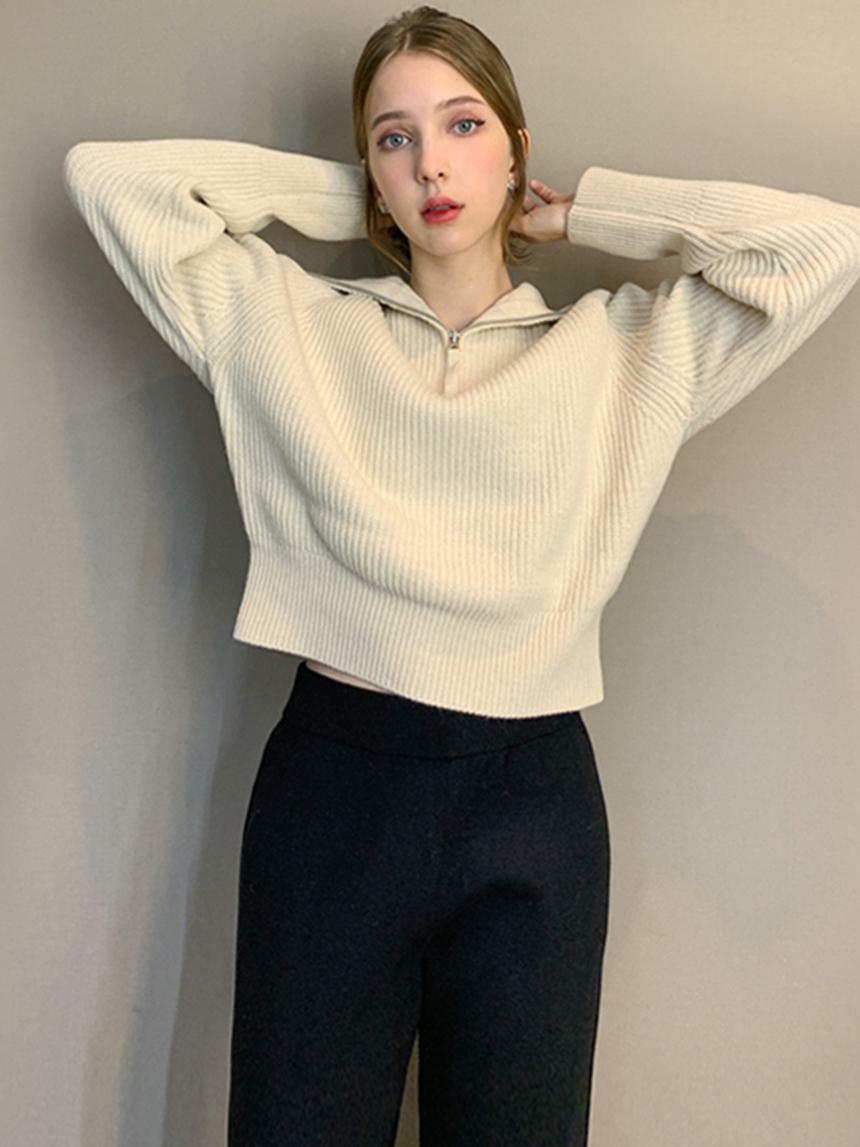 [파슨스][Hand stich] Half Zip-up Knit Top (PW1RANI01) - HAGO(하고)
