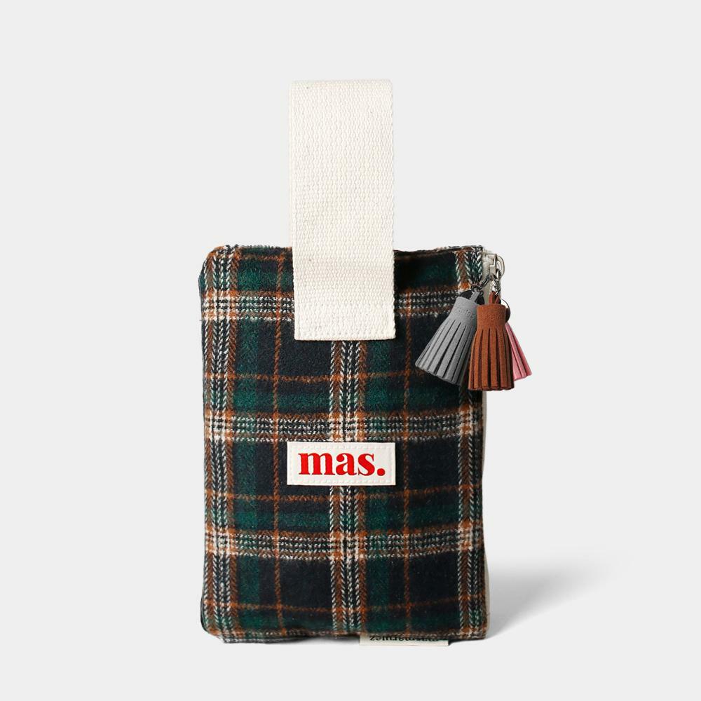 Strap pouch _ BM check 네이비 그린 - HAGO(하고)