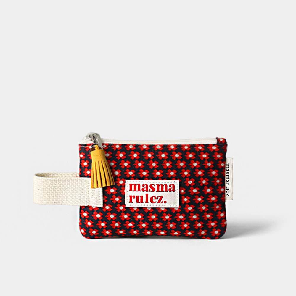 Mini strap pouch _ 니트 스몰플라워 레드 - 하고(HAGO)