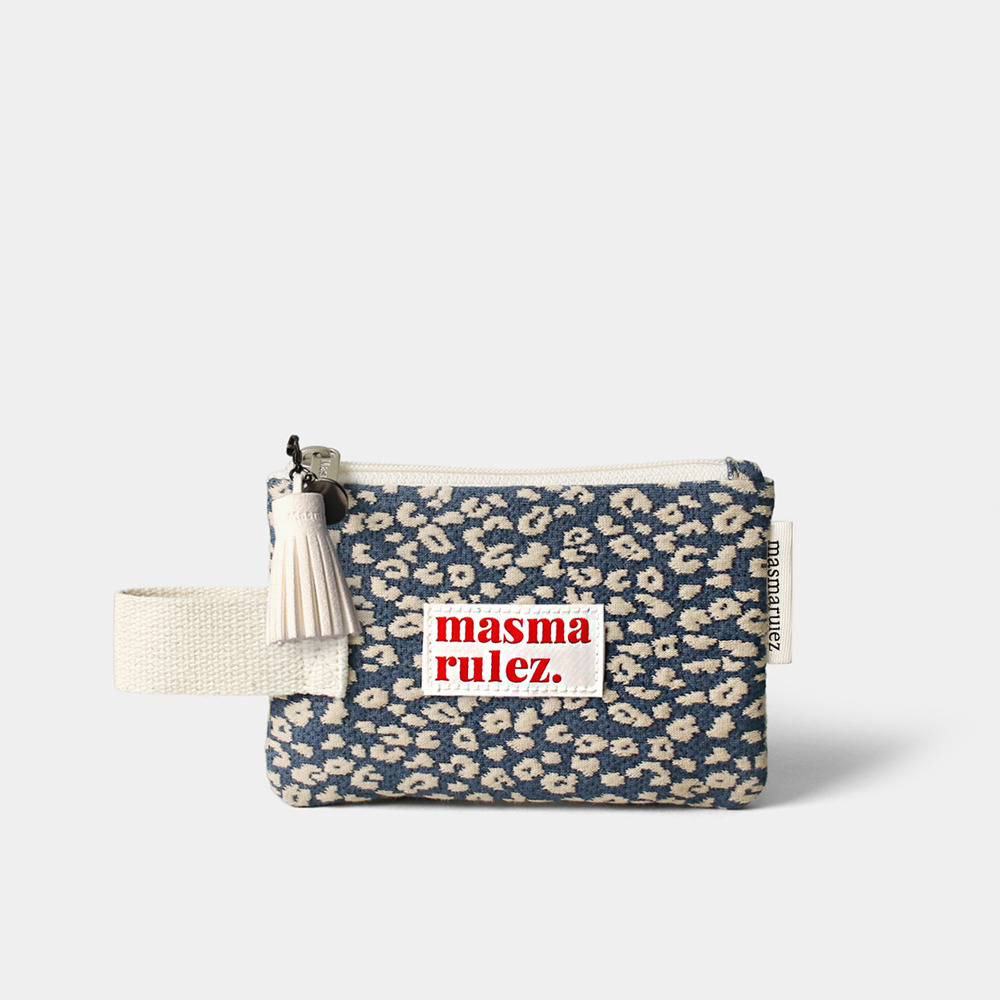 Mini strap pouch _ 니트 레오파드 네이비 - 하고(HAGO)
