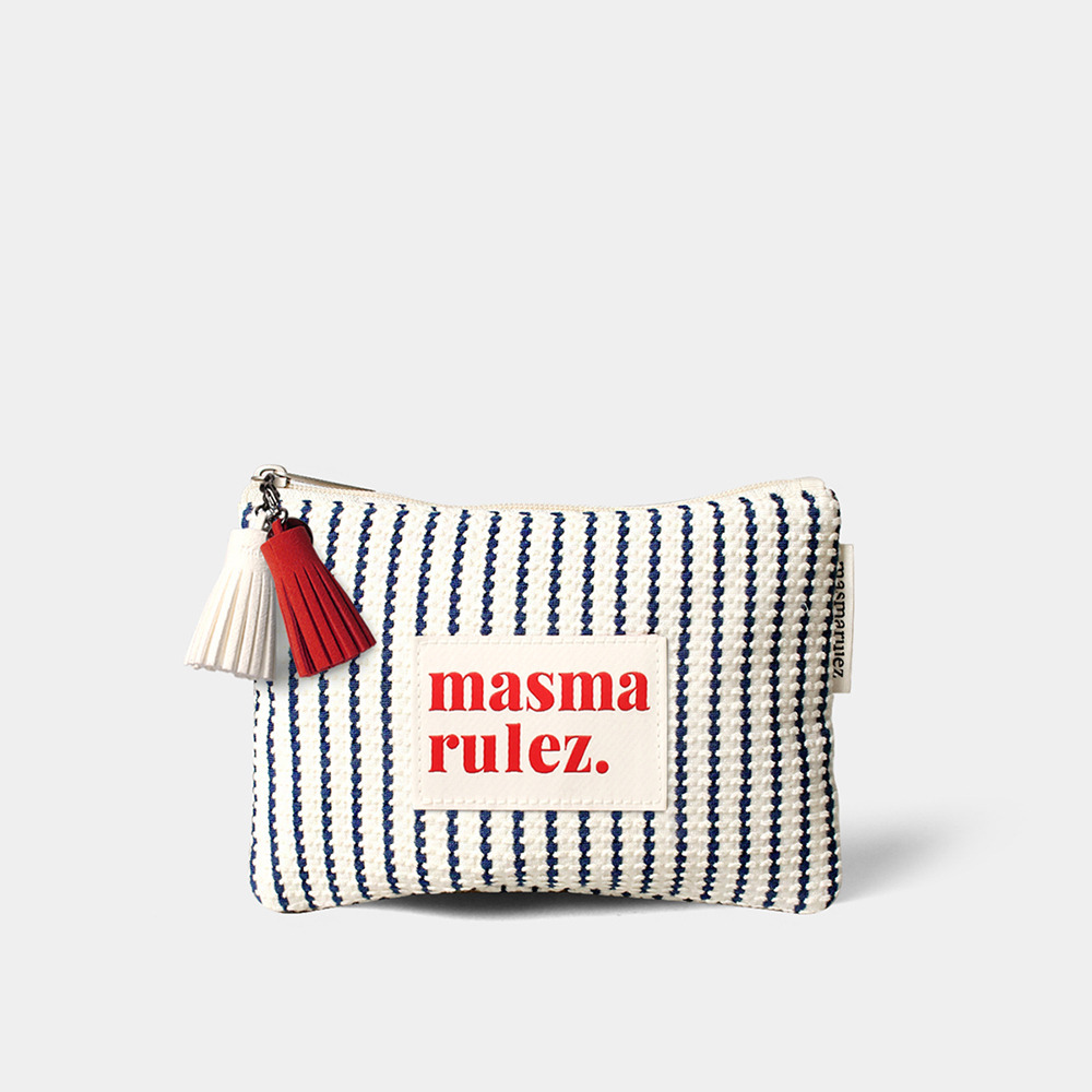 Basic pouch _ Waffle stipe 네이비 - HAGO(하고)