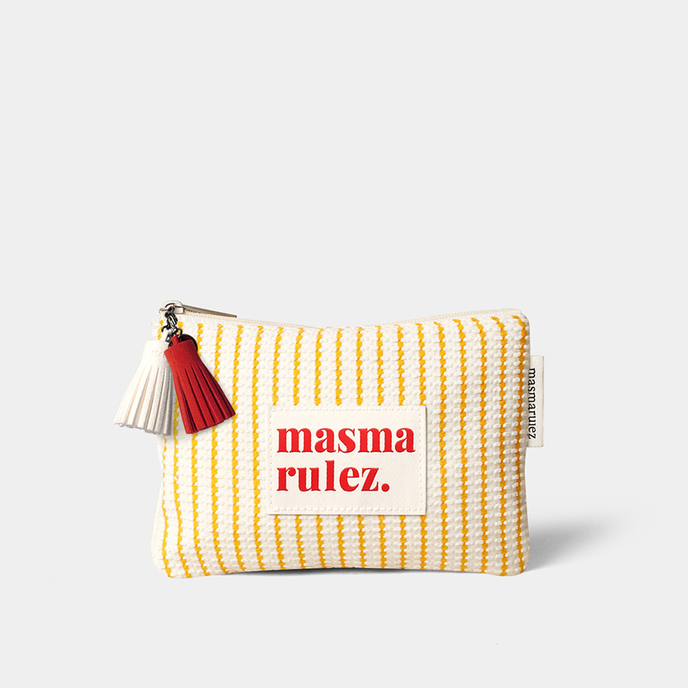 Basic pouch _ Waffle stipe 옐로우 - HAGO(하고)