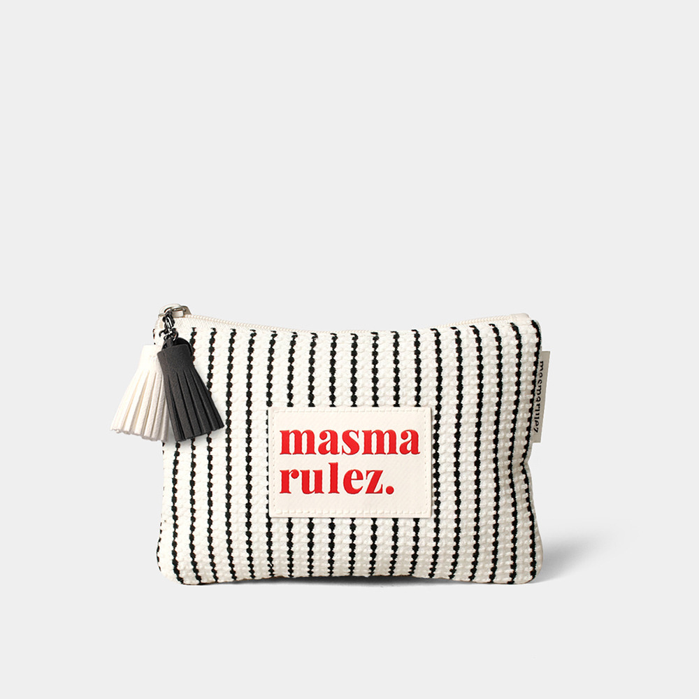 Basic pouch _ Waffle stipe 블랙 - HAGO(하고)