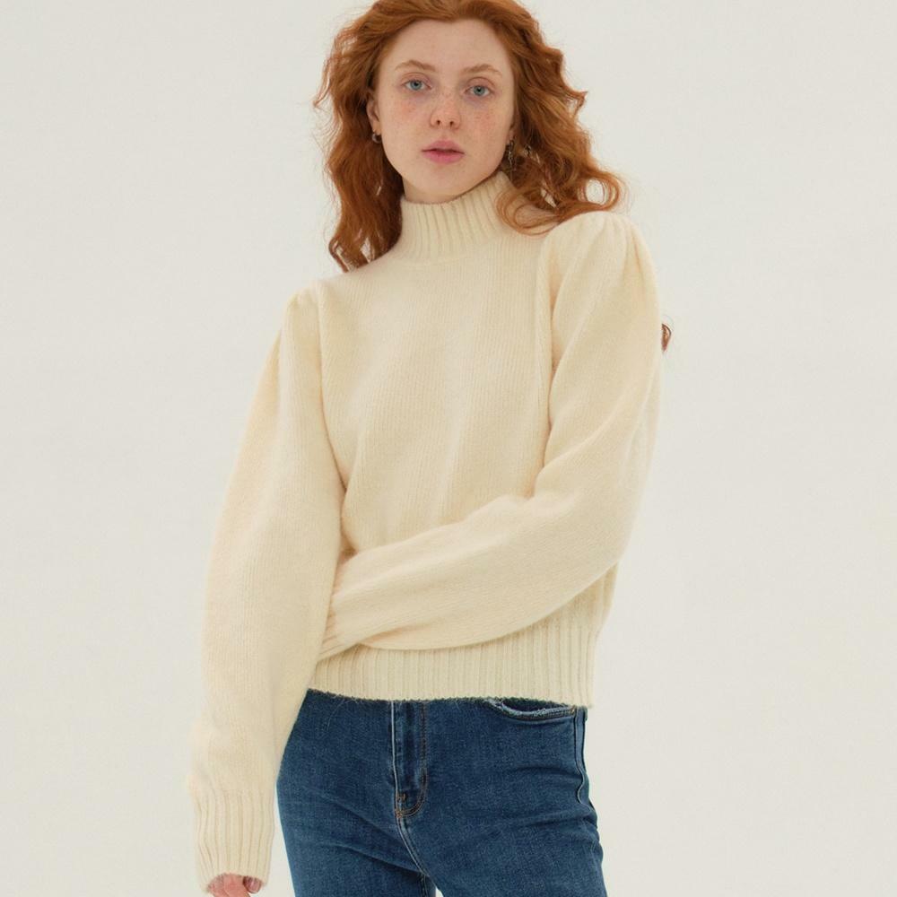 Angora Puff Sleeve Sweater Ivory - 하고