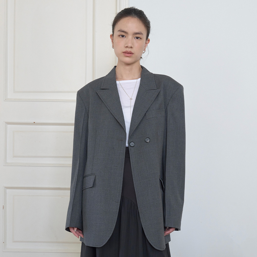 [HAGO 단독] BOYFRIEND DOUBLE BUTTON JACKET_MELANGE GREY - HAGO(하고)