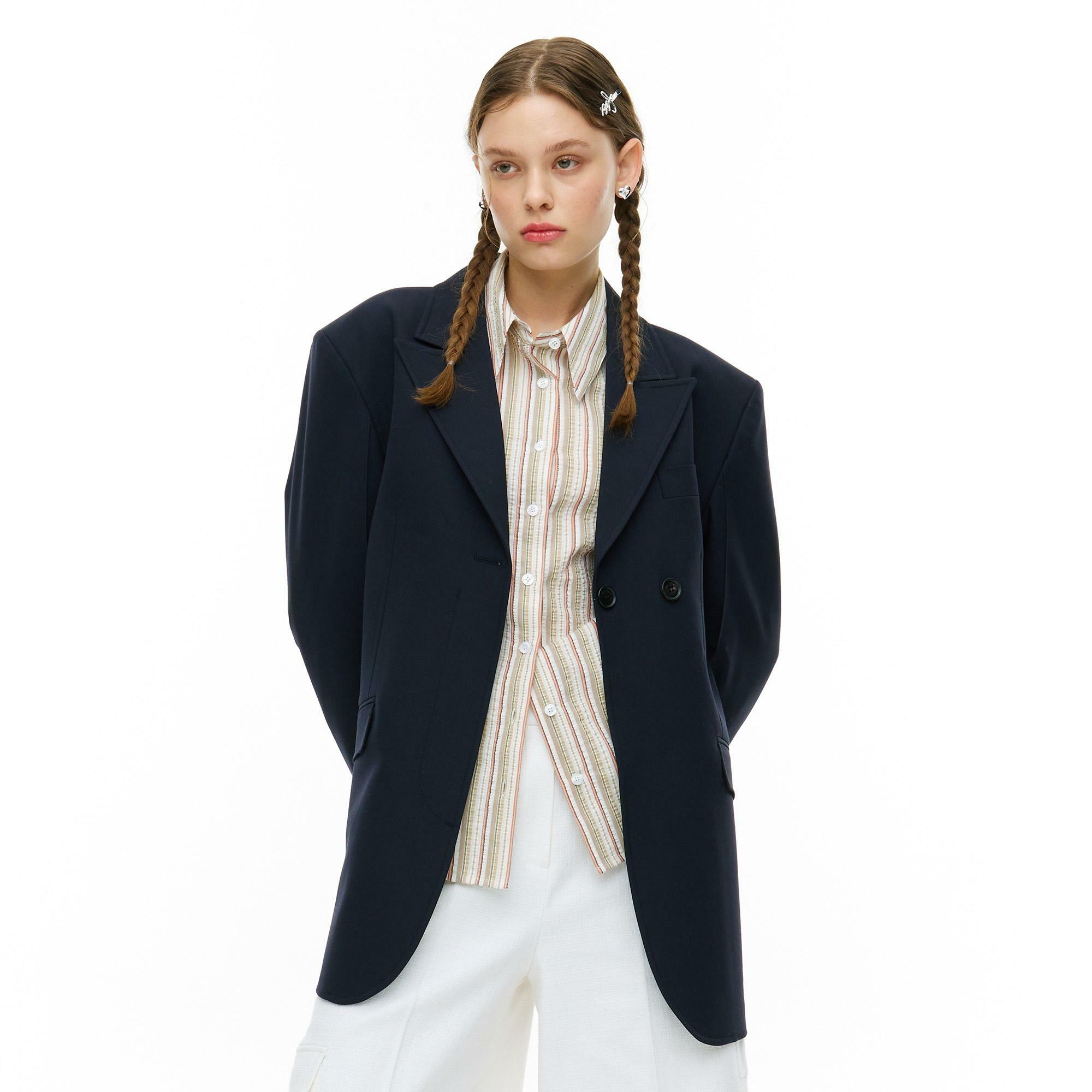 BOYFRIEND DOUBLE BUTTON JACKET_NAVY - HAGO(하고)