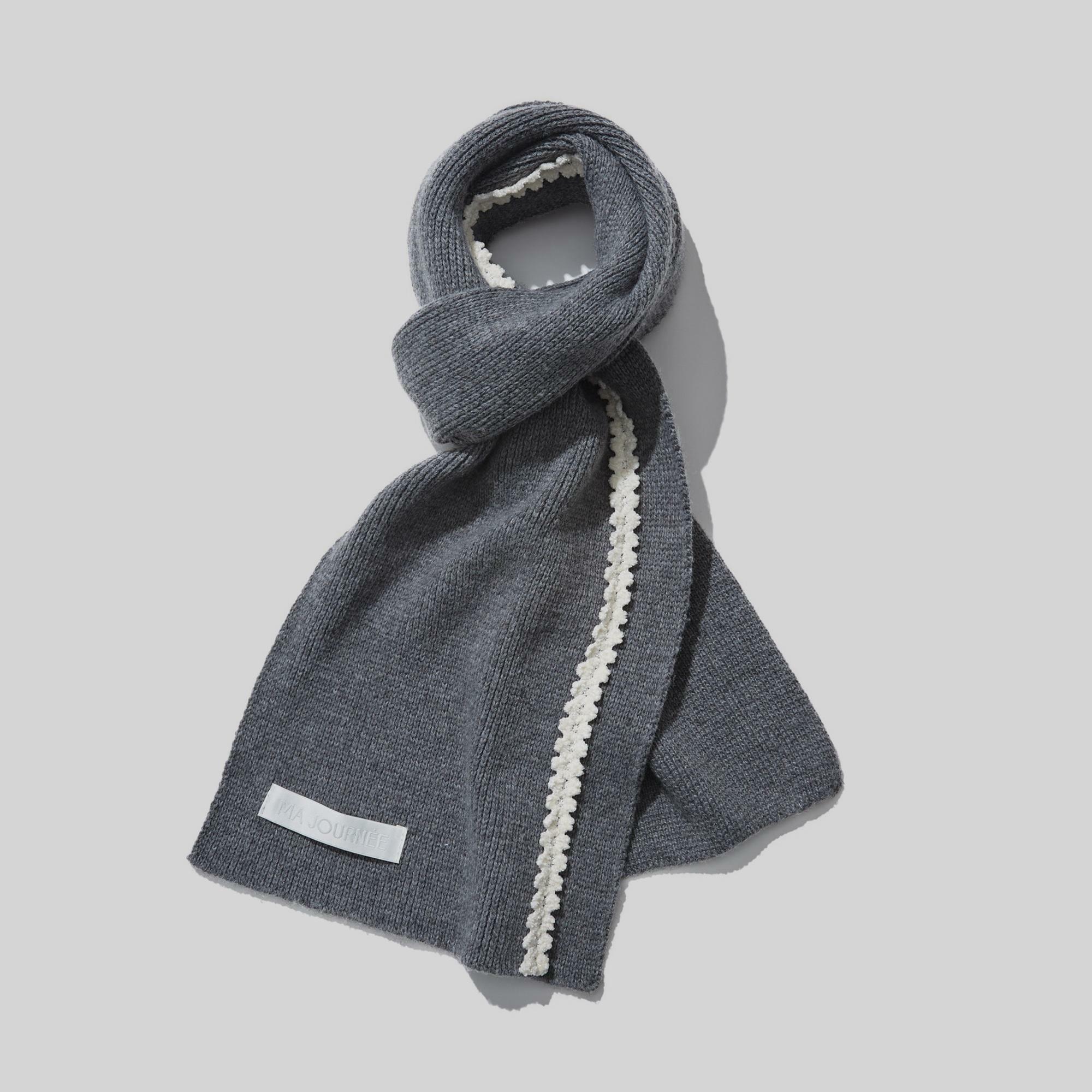 [기프트 특가]VELVET LACE MUFFLER_GREY-IVORY - 하고(HAGO)