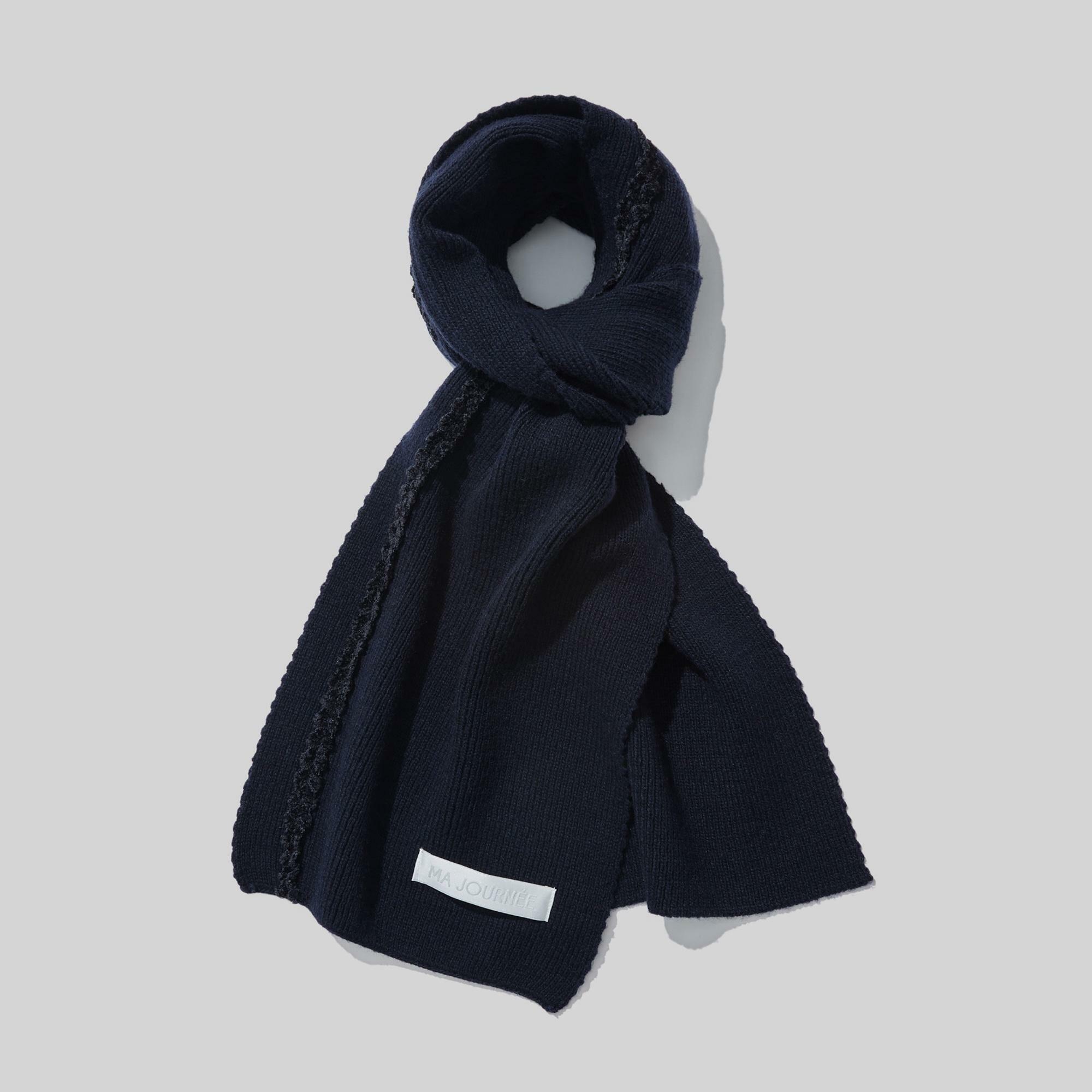 VELVET LACE MUFFLER_NAVY - HAGO(하고)