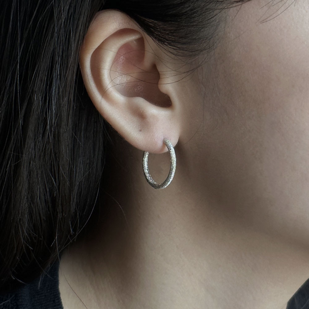 silver925 sanding ring earring - HAGO(하고)