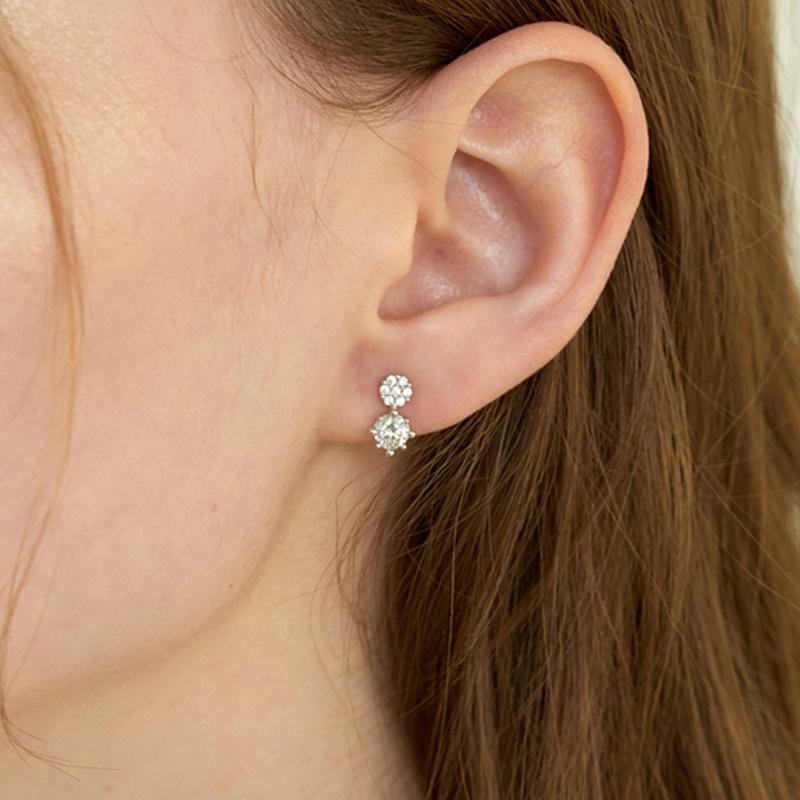 peony double cubic earring - 하고(HAGO)