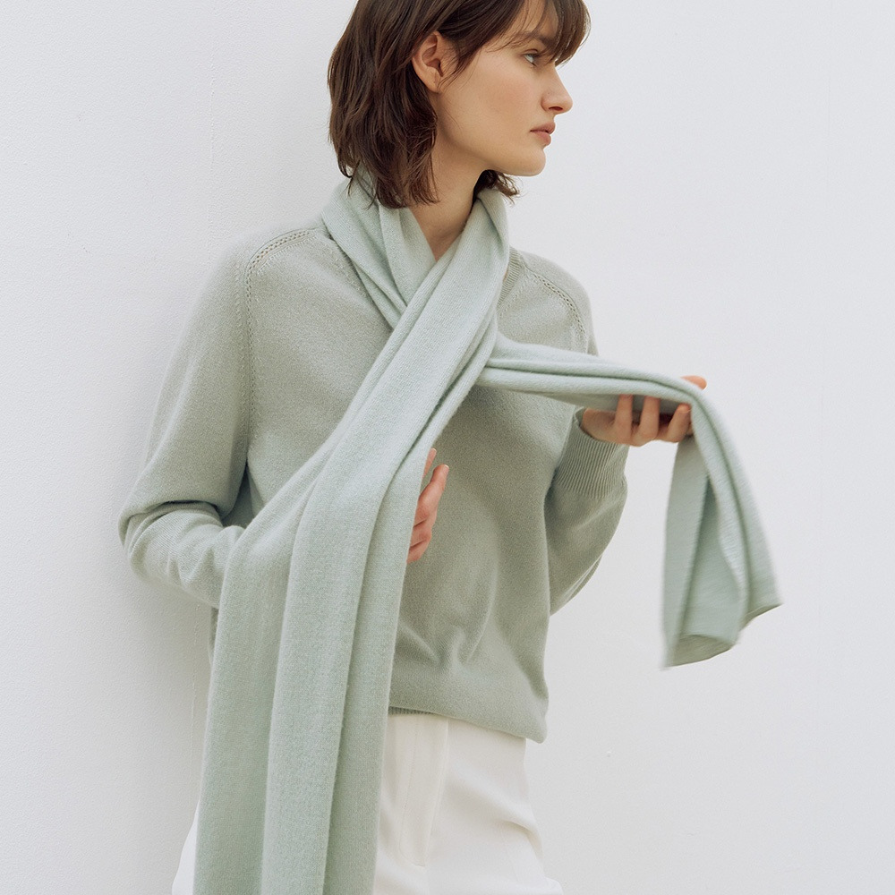 Cashmere 100% Knit Muffler Mint - 하고(HAGO)