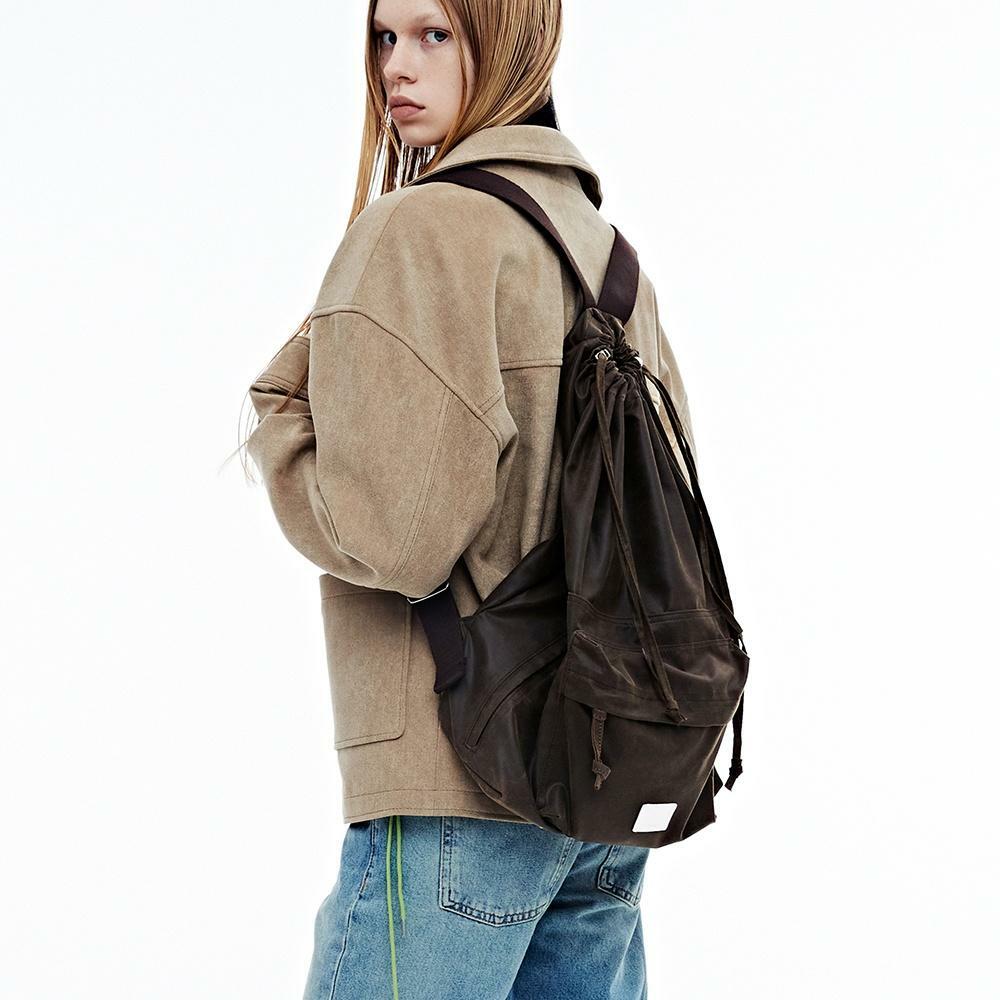 [단독~3/16]VINTAGE DRAWSTRING BACKPACK - BROWN - 하고(HAGO)