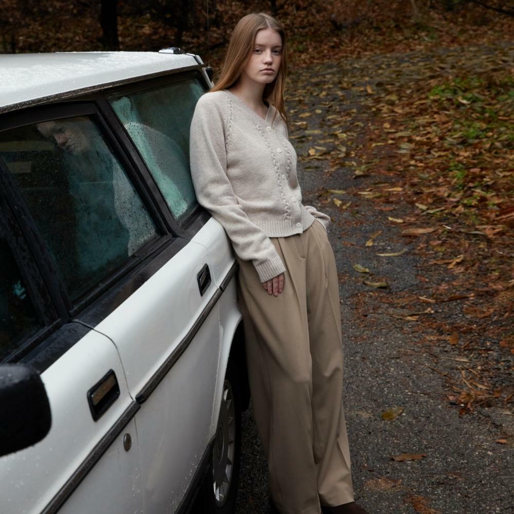 two tuck wide slacks - beige - HAGO(하고)