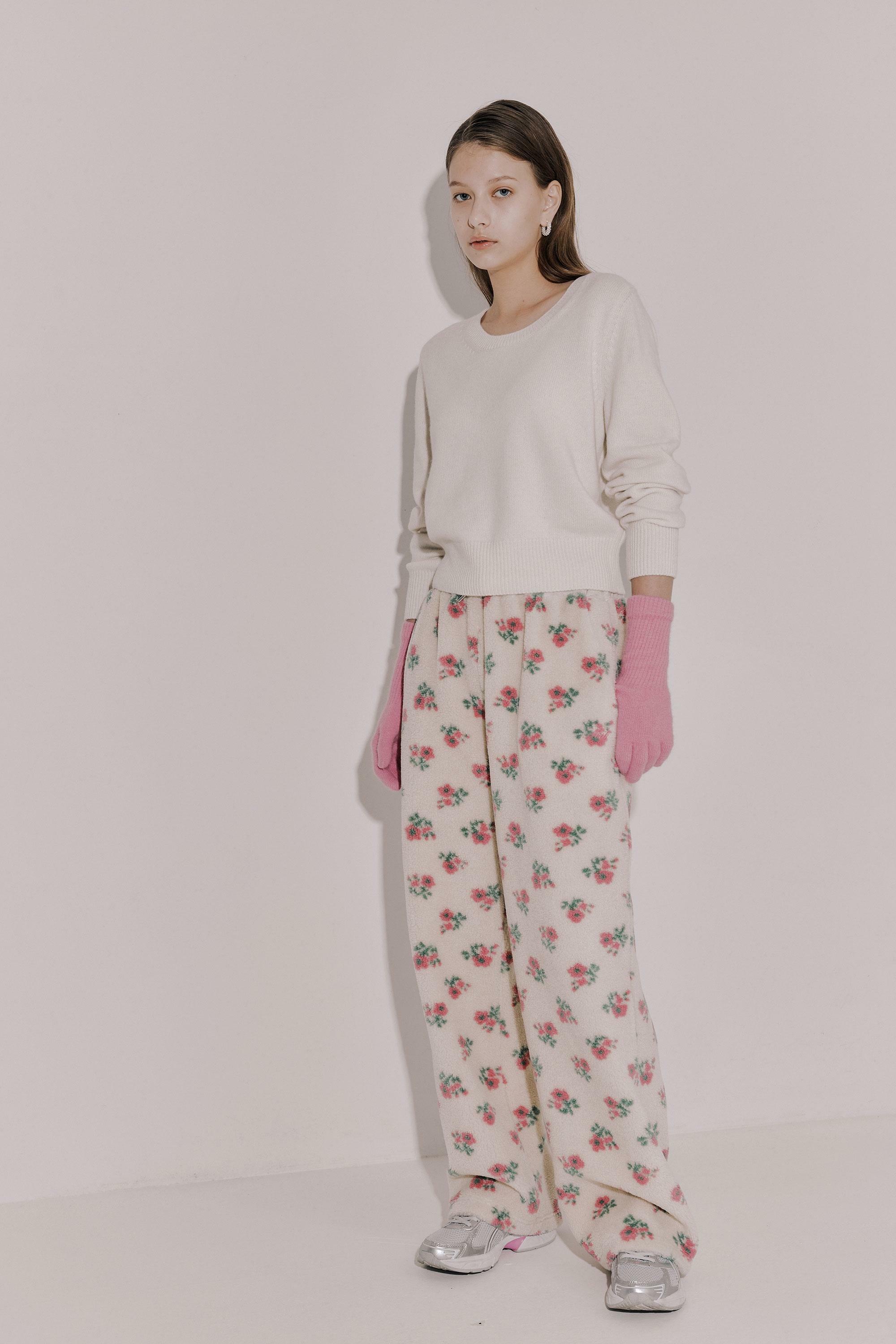 Flower Shearing Banding Pants (pink) - HAGO(하고)