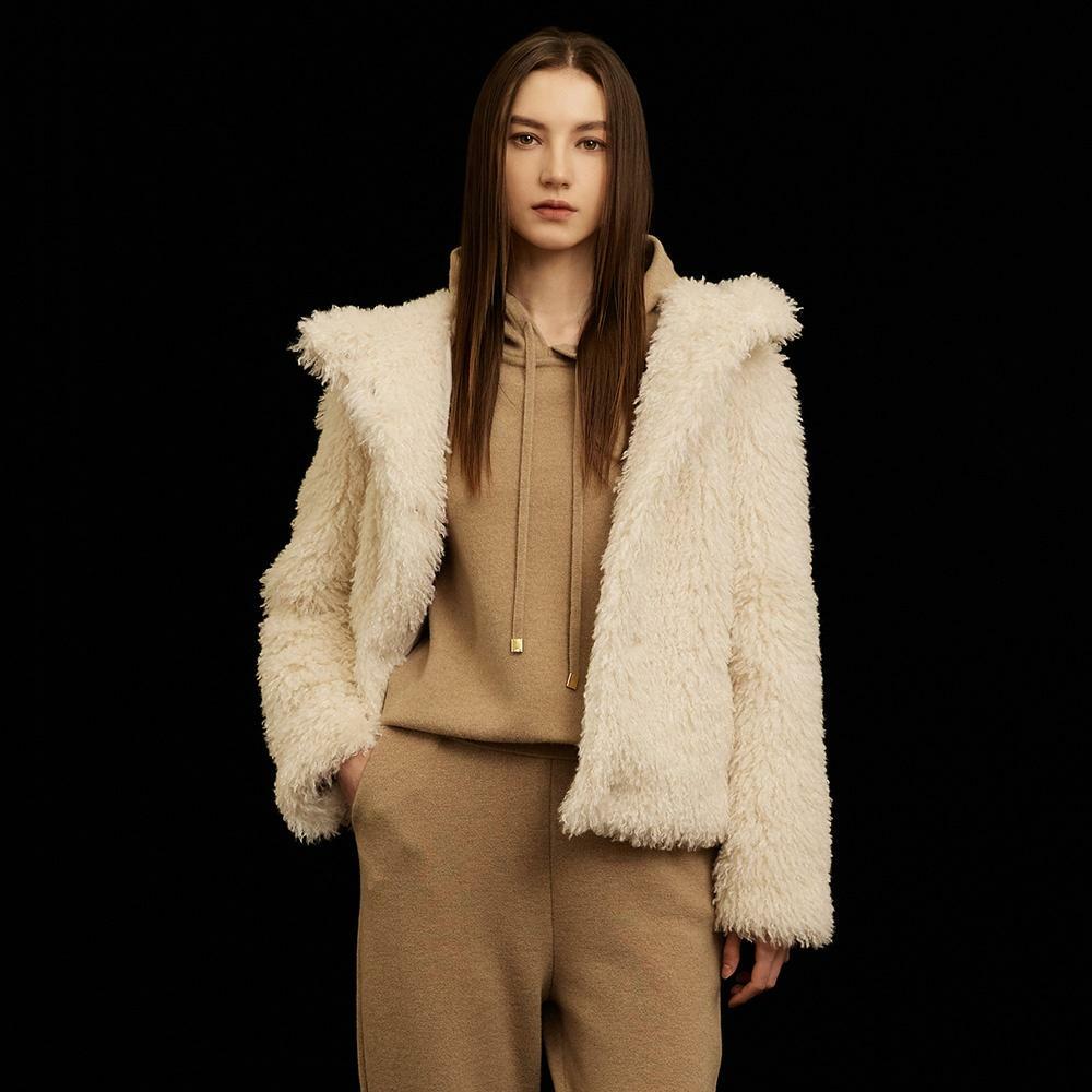 Textured Fur Hoodie Jacket Ivory - 하고(HAGO)