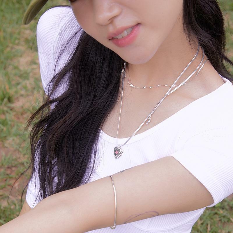 fillow logo peak silver string necklace - HAGO(하고)