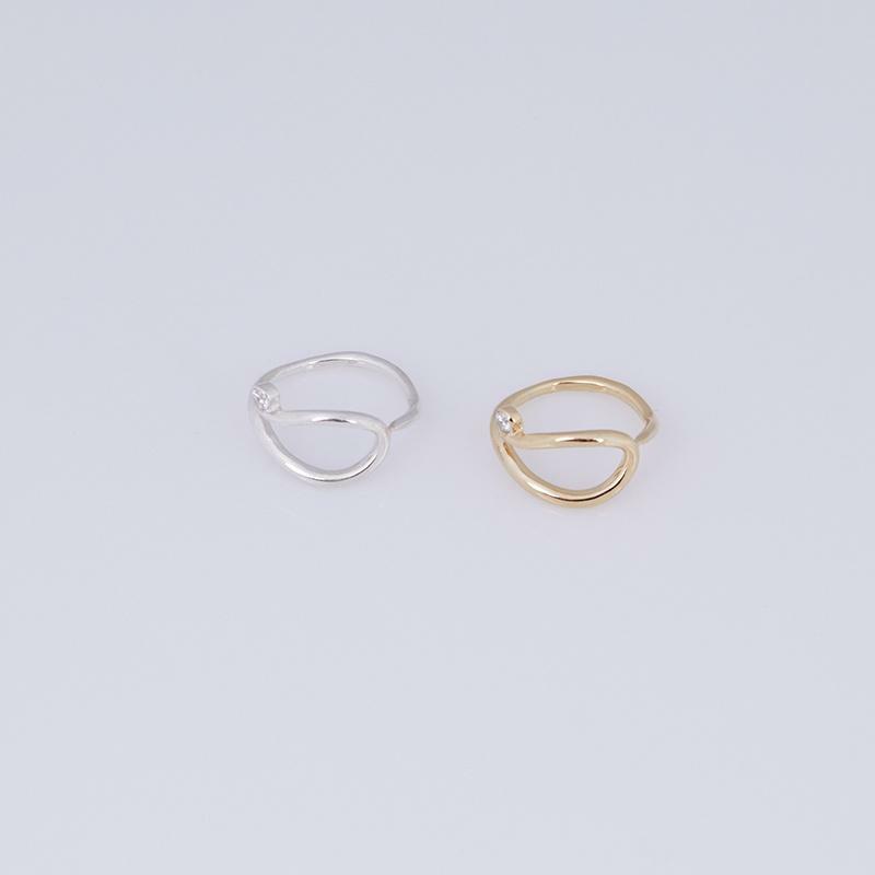 antique ruffle stone ring (silver) - HAGO(하고)