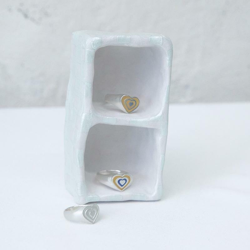 puffy double heart ring color - HAGO(하고)