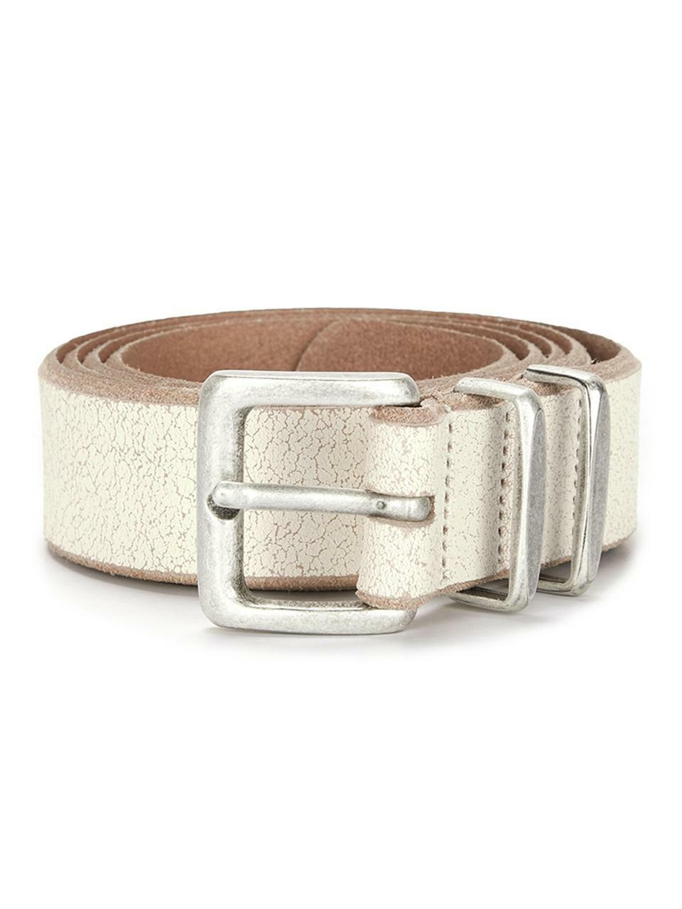 VINTAGE CRACK LEATHER BELT IN IVORY - HAGO(하고)