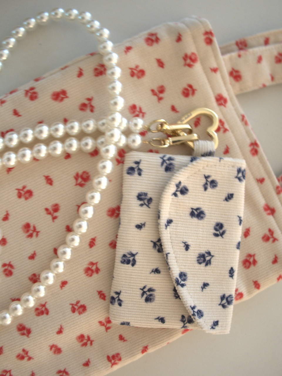 Flower Corduroy Ring Mini Wallet_Blue - HAGO(하고)